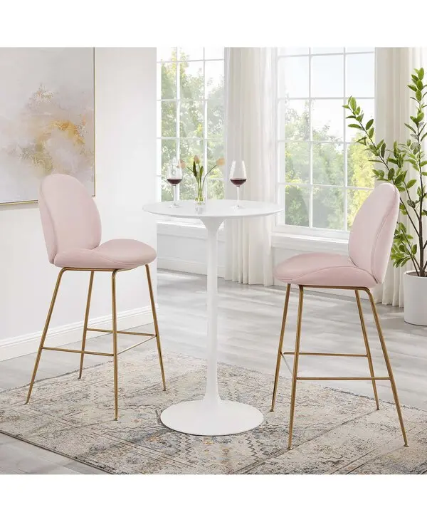 MODWAY Lippa Round Wood Bar Table - White