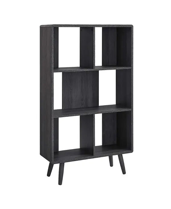 MODWAY Transmit 5 Shelf Wood Grain Bookcase - Charcoal