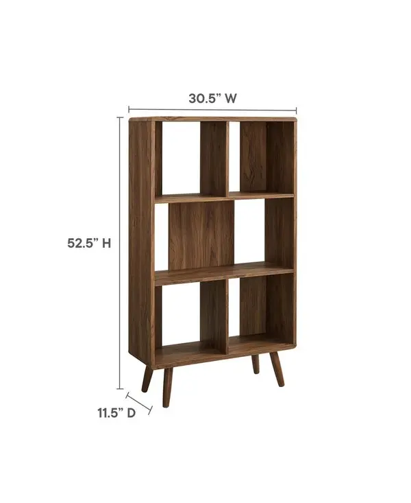 MODWAY Transmit 5 Shelf Wood Grain Bookcase - Walnut