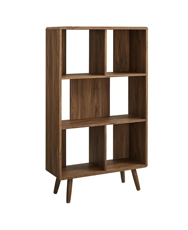 MODWAY Transmit 5 Shelf Wood Grain Bookcase - Walnut