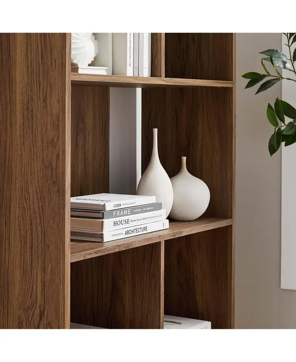 MODWAY Transmit 5 Shelf Wood Grain Bookcase - Walnut