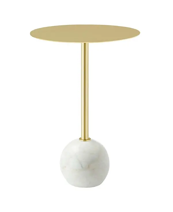 MODWAY Aliza Round Marble Side Table - White/brass