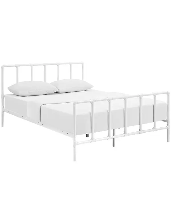 MODWAY Dower Stainless Steel Bed - White
