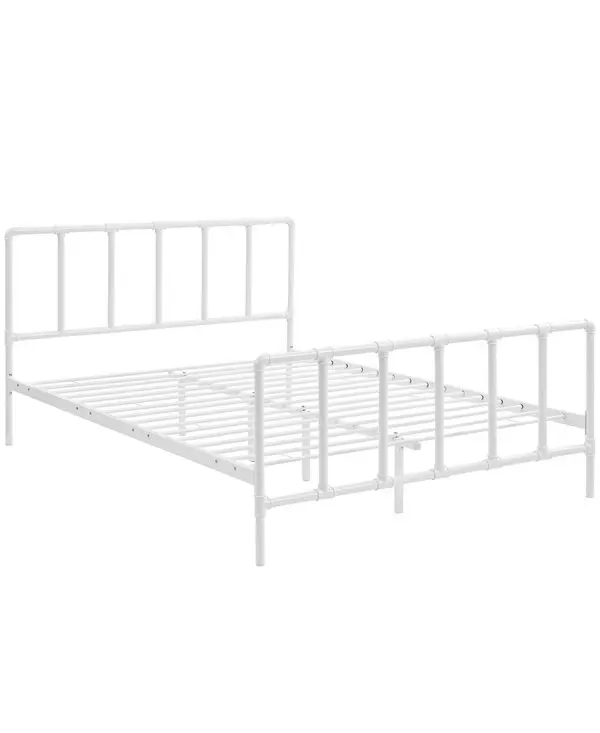 MODWAY Dower Stainless Steel Bed - White