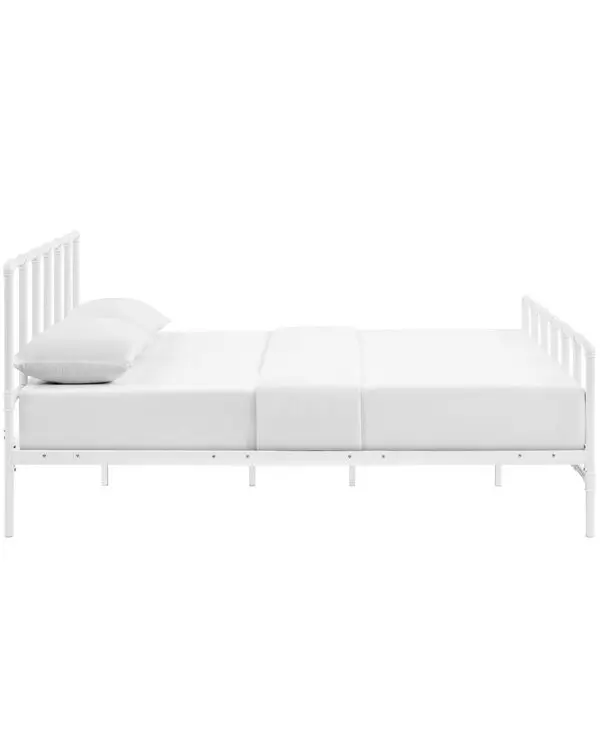 MODWAY Dower Stainless Steel Bed - White