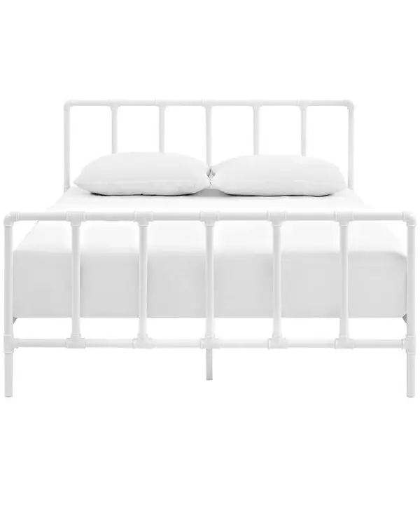 MODWAY Dower Stainless Steel Bed - White