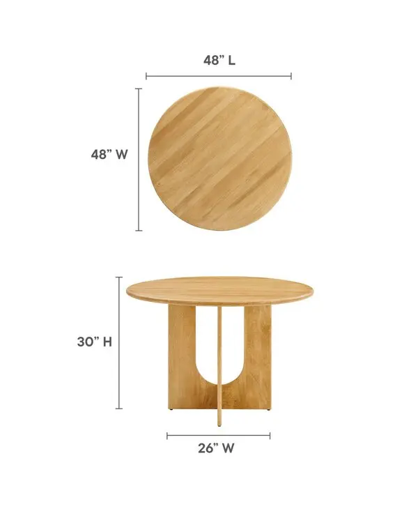 MODWAY Rivian Round 48 Wood Dining Table