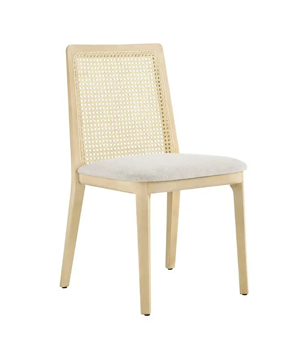 MODWAY Monarch Wood And Rattan Dining Side Chair - White