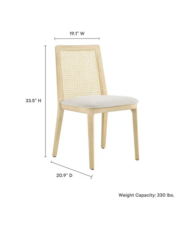 MODWAY Monarch Wood And Rattan Dining Side Chair - White