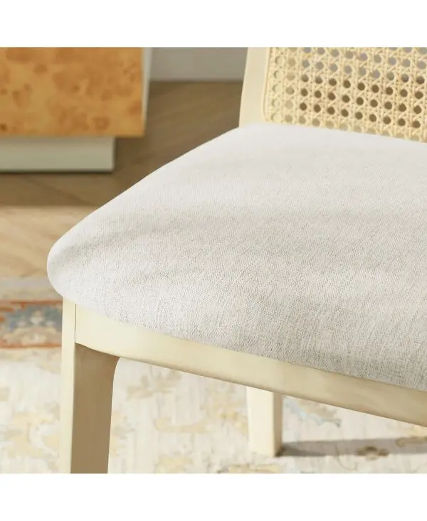 MODWAY Monarch Wood And Rattan Dining Side Chair - White