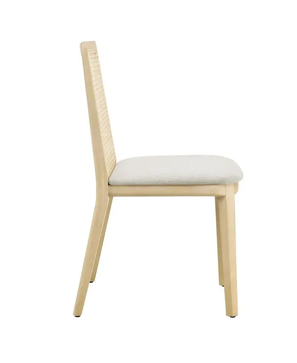 MODWAY Monarch Wood And Rattan Dining Side Chair - White