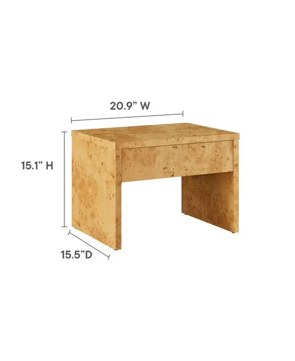 MODWAY Hudson 1-drawer Burl Wood Nightstand