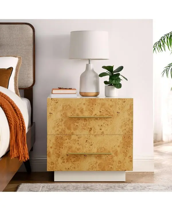 MODWAY Abel 2-drawer Burl Wood Nightstand