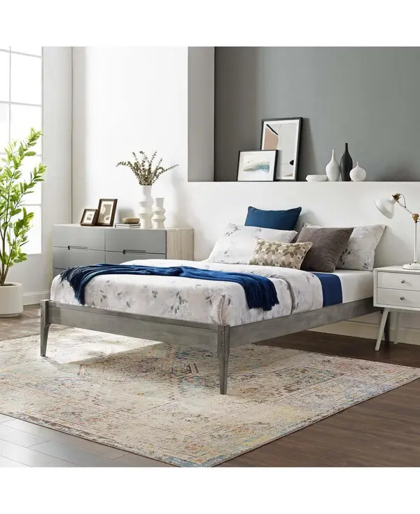 MODWAY June Wood Platform Bed Frame - Gray