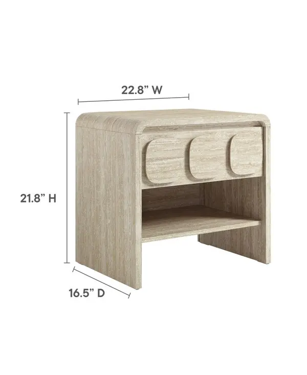 MODWAY Toscana 1-drawer Nightstand - Travertine