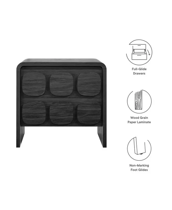 MODWAY Toscana 2-drawer Nightstand - Black