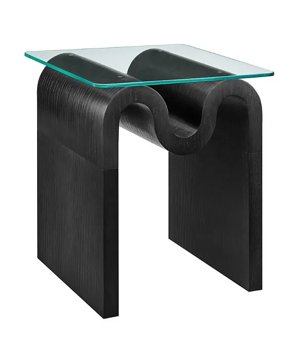 MODWAY Ondine Glass Top Side Table - Black