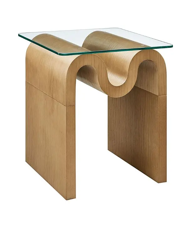 MODWAY Ondine Glass Top Side Table - Natural