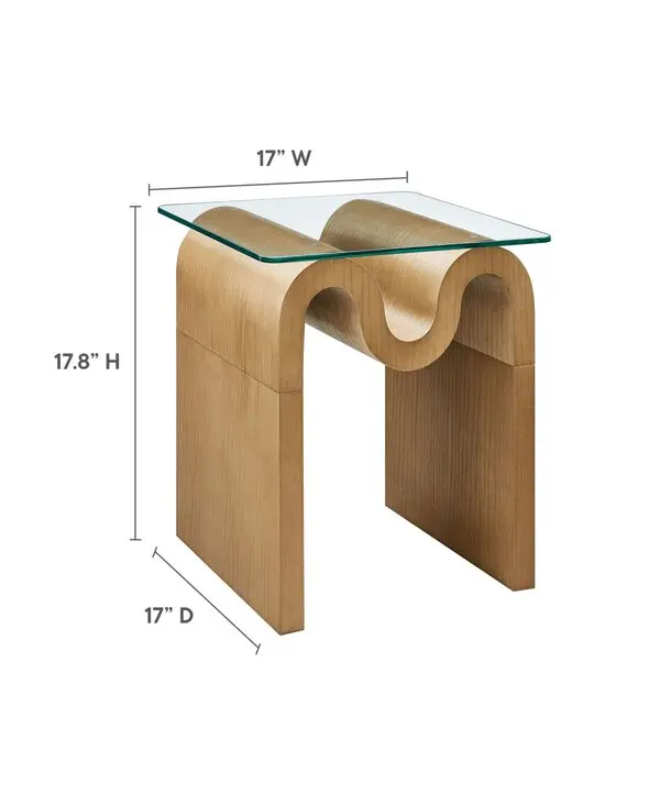 MODWAY Ondine Glass Top Side Table - Natural