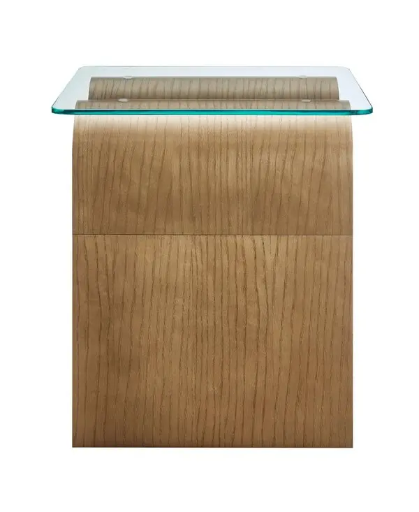 MODWAY Ondine Glass Top Side Table - Natural