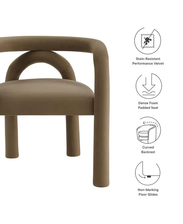 MODWAY Astrid Performance Velvet Dining Chair - Camel