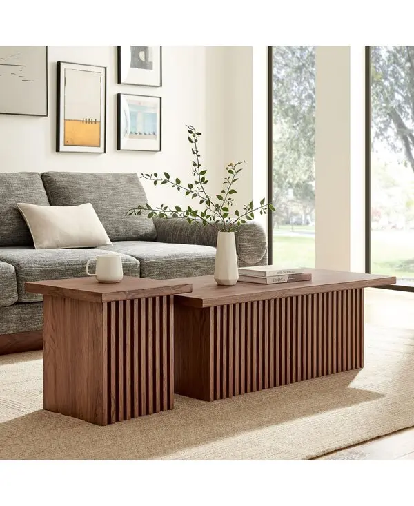 MODWAY Render Nesting Coffee Tables, Set Of 2 - Walnut