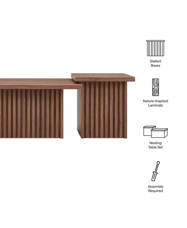 MODWAY Render Nesting Coffee Tables, Set Of 2 - Walnut