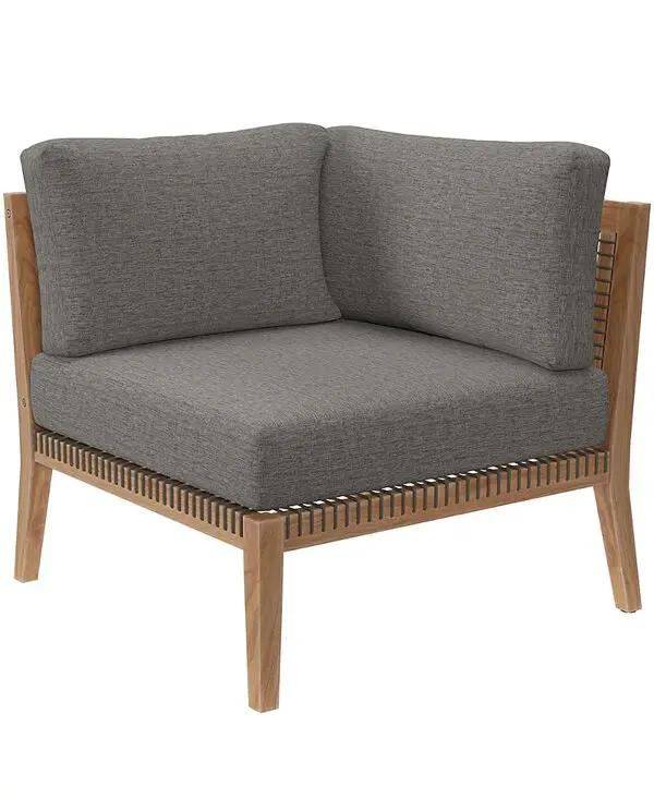 MODWAY Clearwater Outdoor Patio Teak Wood Corner Chair - Gray Graphite