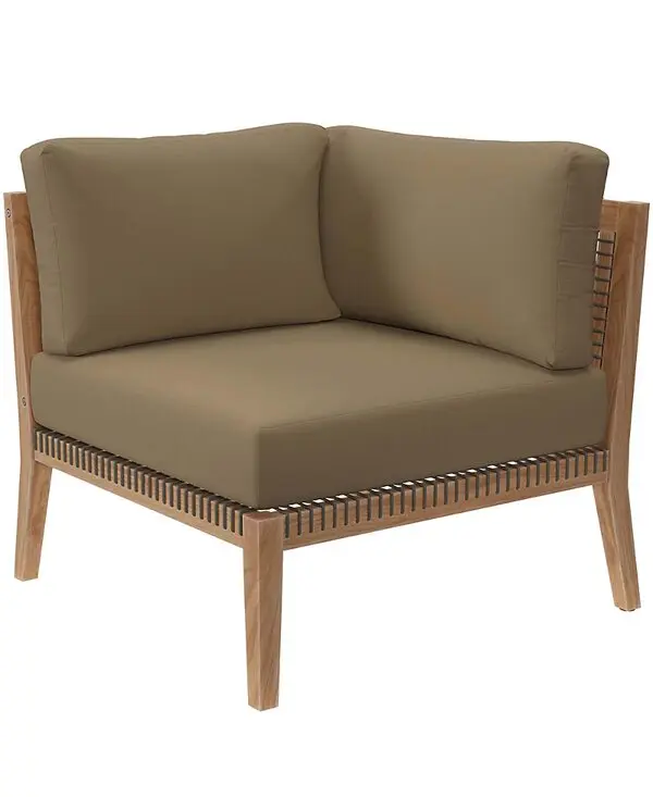 MODWAY Clearwater Outdoor Patio Teak Wood Corner Chair - Gray Light Brown
