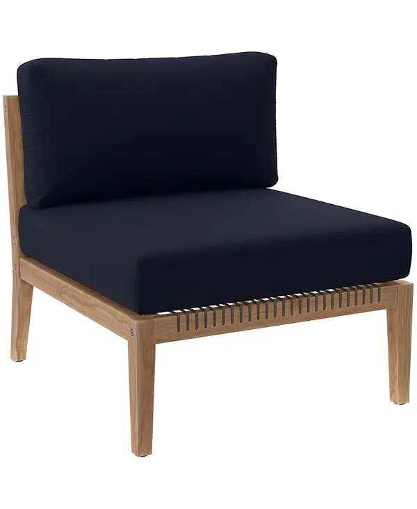 MODWAY Clearwater Outdoor Patio Teak Wood Armless Chair - Gray Navy