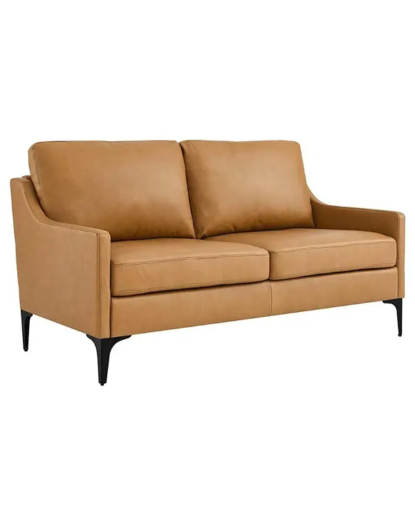 MODWAY Corland Leather Loveseat - Tan