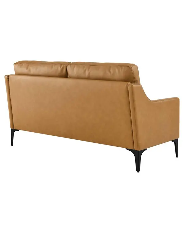 MODWAY Corland Leather Loveseat - Tan