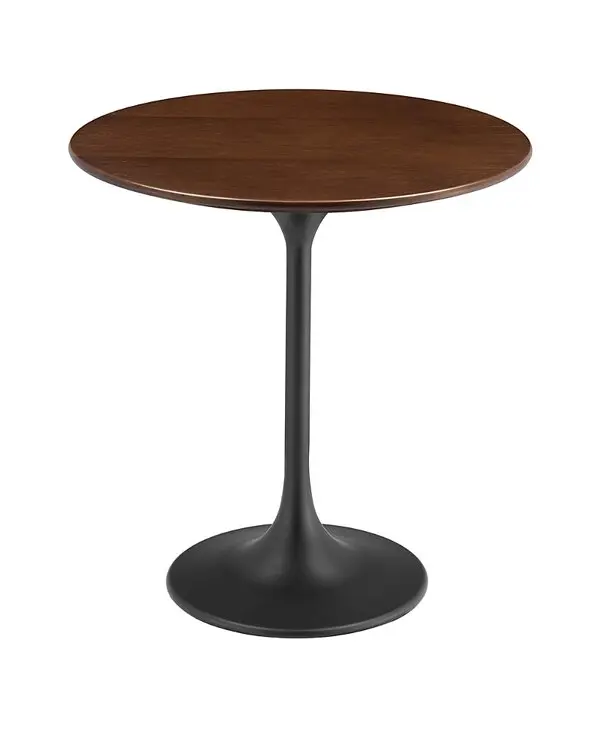 MODWAY Lippa Round Wood Side Table - Black Walnut