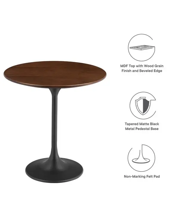 MODWAY Lippa Round Wood Side Table - Black Walnut