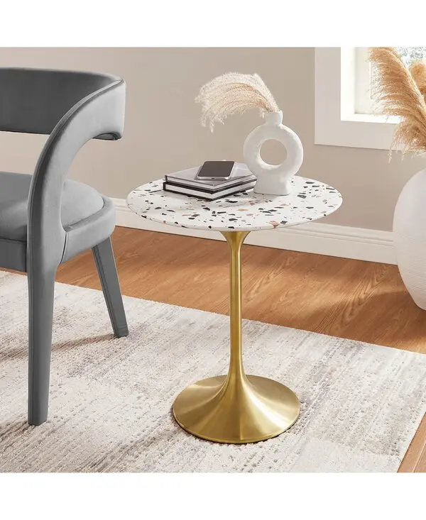 MODWAY Lippa Round Terrazzo Side Table - Gold Terrazzo