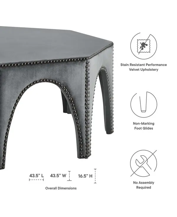 MODWAY Victory Performance Velvet Ottoman - Gray