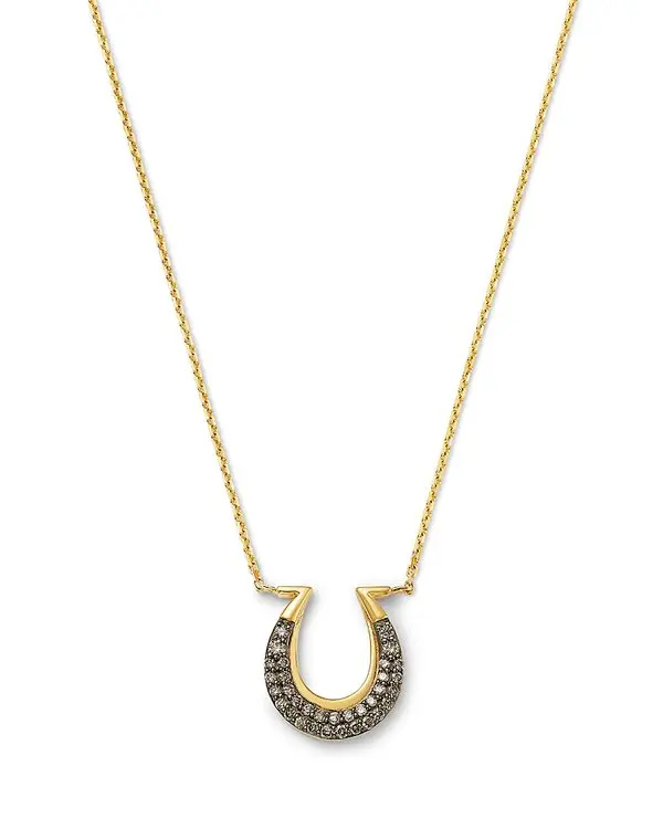 Bloomingdale'S Brown Diamond Horseshoe Pendant Necklace - Gold