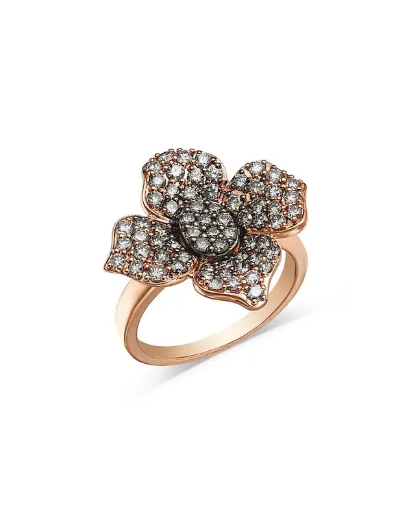 Bloomingdale'S Brown Diamond Ombre Flower Ring In 14k - Rose Gold