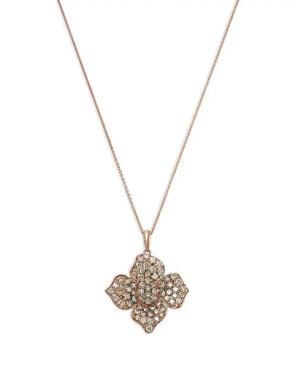 Bloomingdale'S 14k Diamond Flower Pendant Necklace - Rose Gold