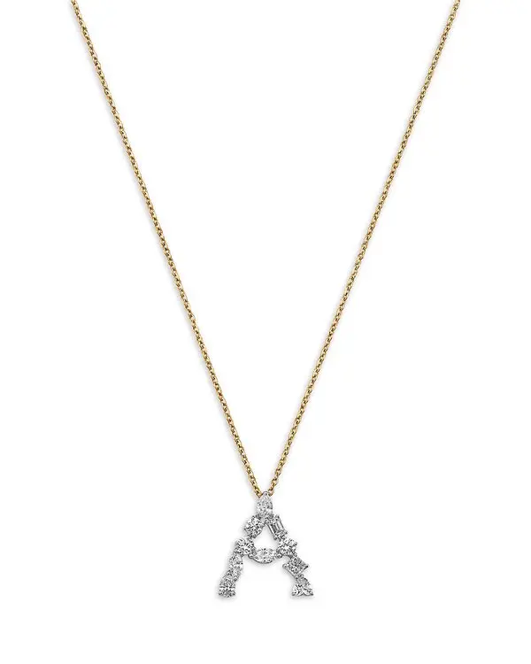 Bloomingdale'S Luxe Collection Lab Grown Diamond Initial Pendant Necklace - A