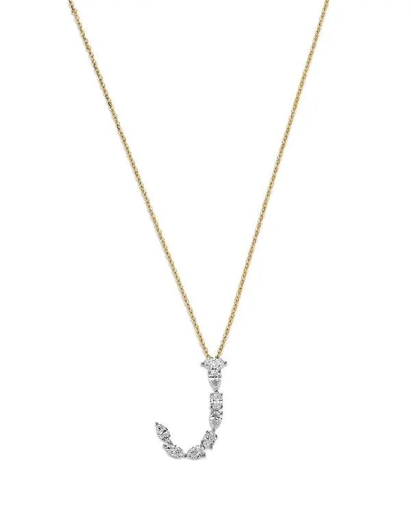 Bloomingdale'S 14k Gold Diamond Initial Pendant Necklace, 0.5 Tcw - J