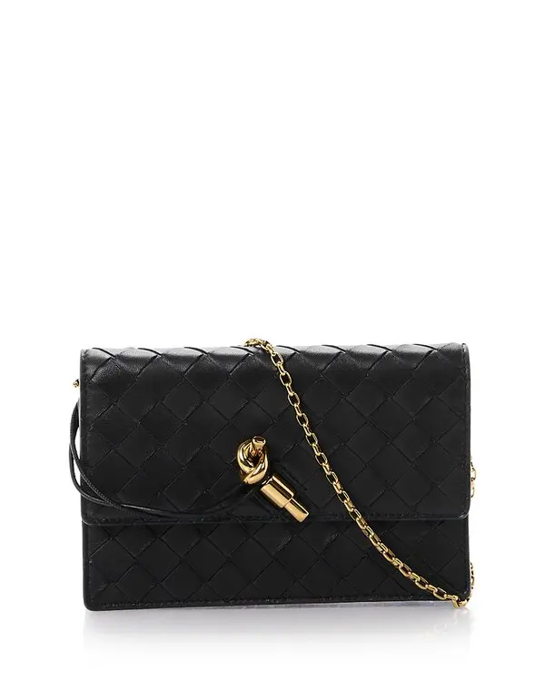 Bottega Veneta Andiamo Wallet On A Chain - Midnight/muse Brass