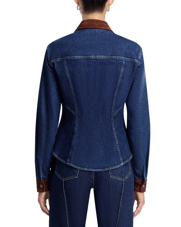 Cinq À Sept Suede Combo Denim Shirt
