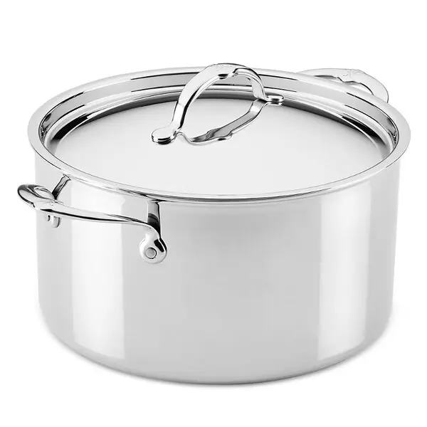 HESTAN Probond Luxe 8 Quart Professional Clad Stainless Steel Stockpot With Lid - Silver