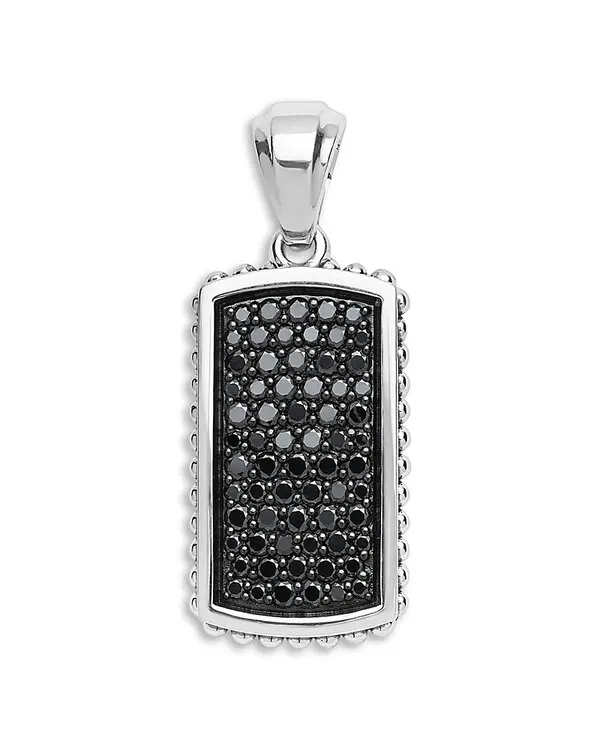 Lagos Sterling Silver Anthem Black Diamond Tag Amulet Pendant - Black/silver