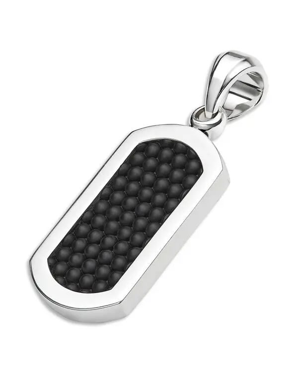 Lagos Sterling Silver Anthem Black Ceramic Tag Amulet Pendant - Black/silver