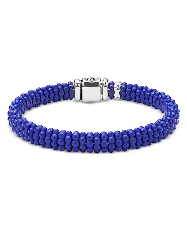 Lagos Sterling Silver Caviar Ceramic Beaded Bracelet - Blue