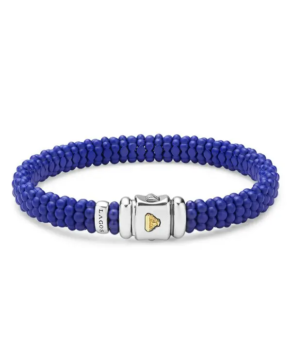 Lagos Sterling Silver Caviar Ceramic Beaded Bracelet - Blue