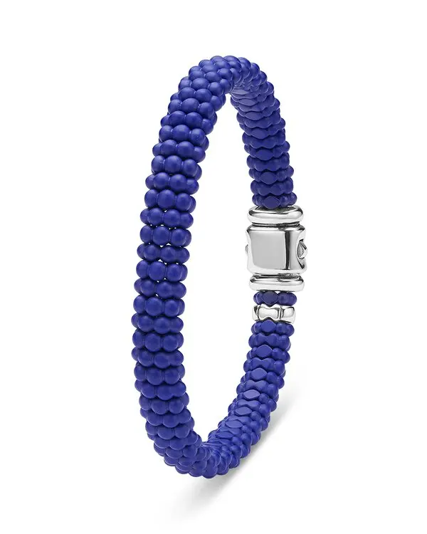 Lagos Sterling Silver Caviar Ceramic Beaded Bracelet - Blue