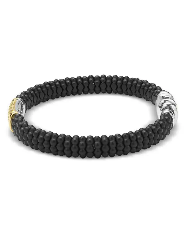 Lagos Two-tone Ceramic And Diamond Bracelet